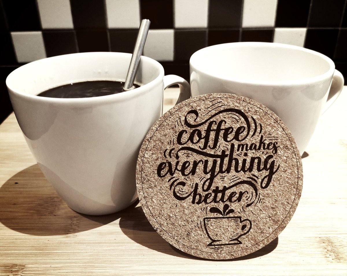 Bordskåner med motiv 2 (Kaffe) - Kork, coasters, ølbrikker, bordskånere ...